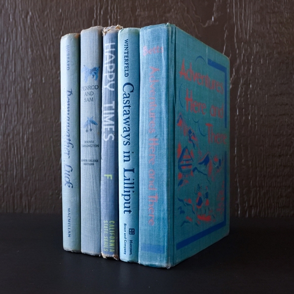 Vintage | Accents | Vintage Mid Century Childrens Book Stack Blue ...